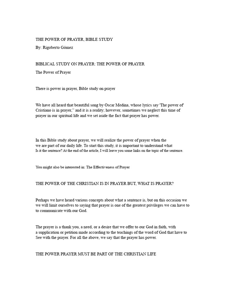 Bible Study: The Power of Prayer | PDF | Prayer | God