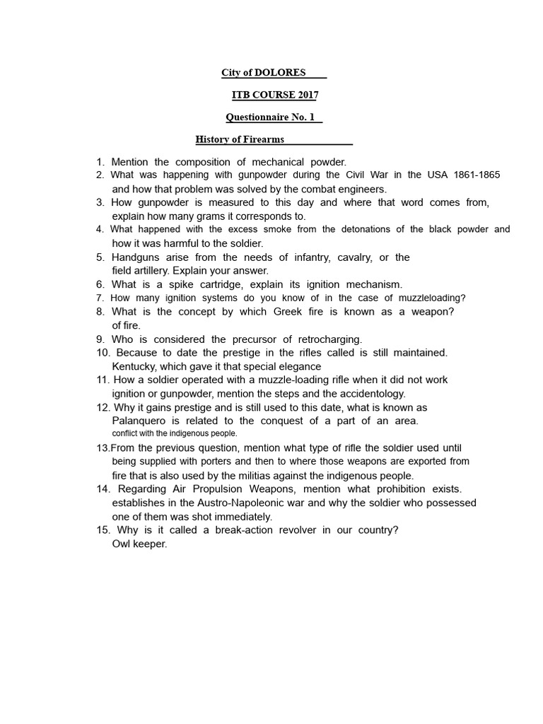 Questionnaire 1 | PDF