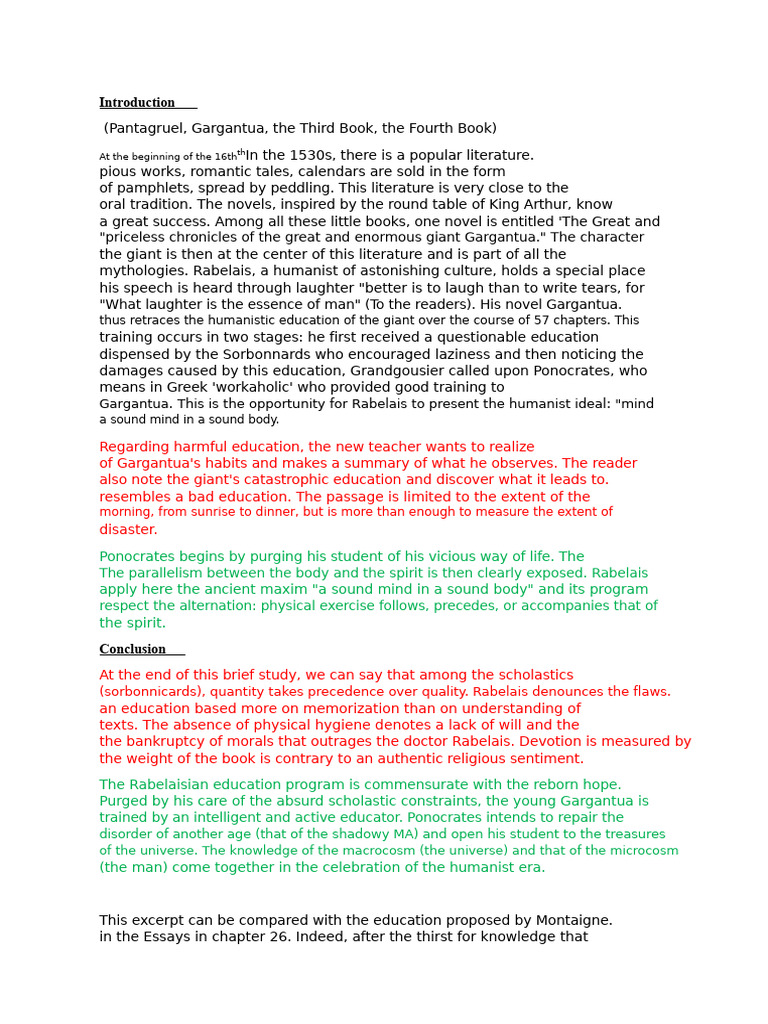 Introduction To Gargantua | PDF | Gargantua And Pantagruel