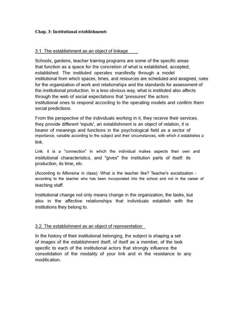 LIDIA FERNANDEZ - Analysis of The Institutional (Chapter 3) | PDF ...