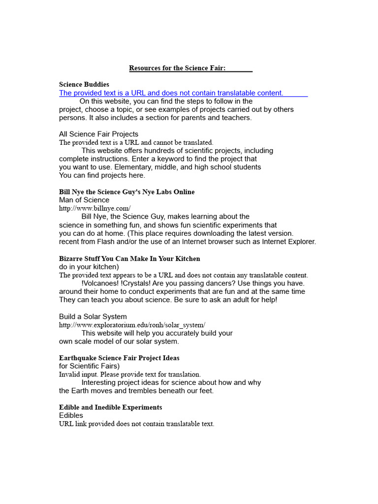Resources For Science Fair | PDF | Science