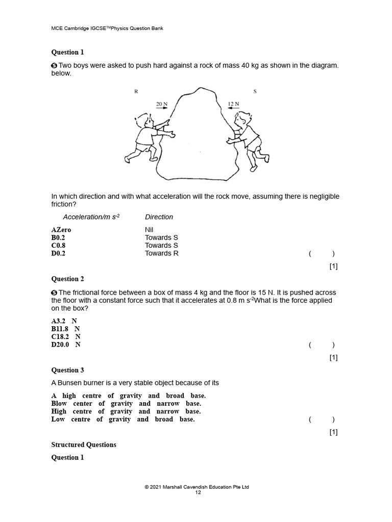 Cambridge IGCSE Physics Question Bank | PDF | Momentum | Force