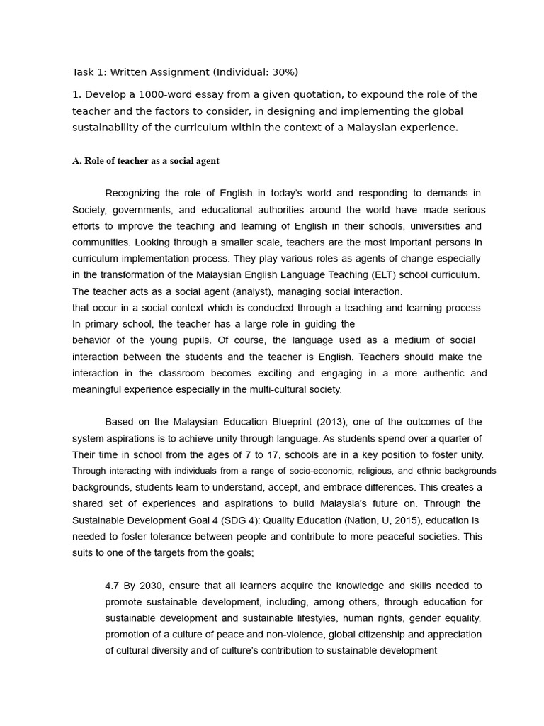 Task 1 - Academic Writing (Curriculum Studies) | PDF | Curriculum ...
