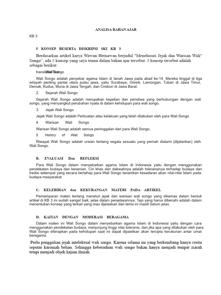 Lima Konsep Wali Songo dan Sejarah Islam | PDF