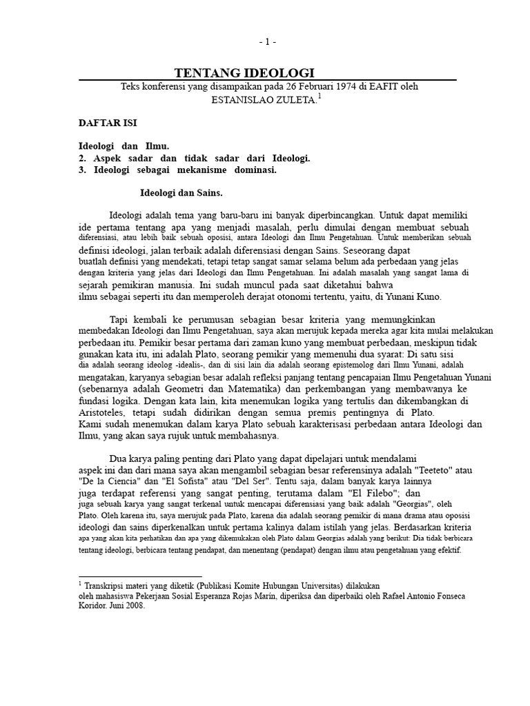 Tentang Ideologi Estanislao Zuleta PDF | PDF