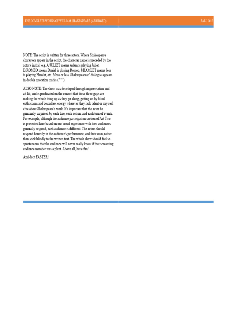 The Complete Works of William Shakespeare Script PDF | PDF | Characters ...