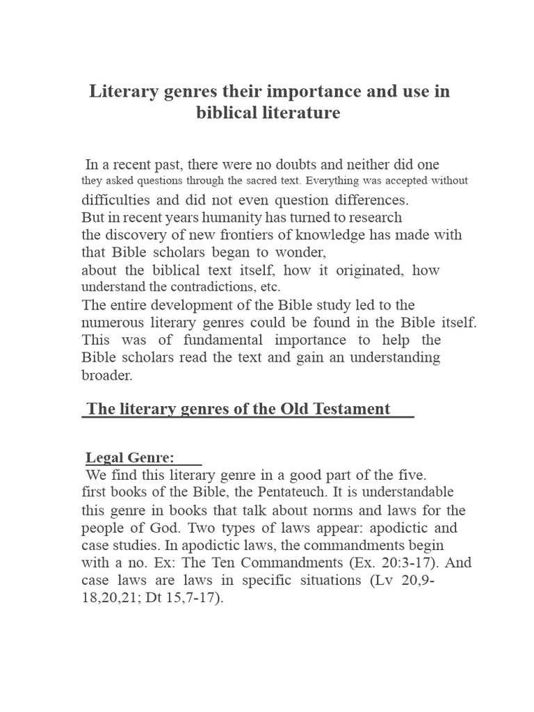 Literary Genres in Biblical Texts | PDF | Bible | New Testament