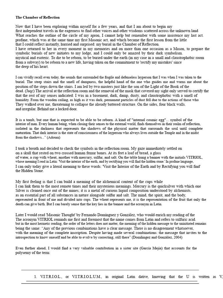 Masonic Chamber of Reflection Insights | PDF | Alchemy | Reason
