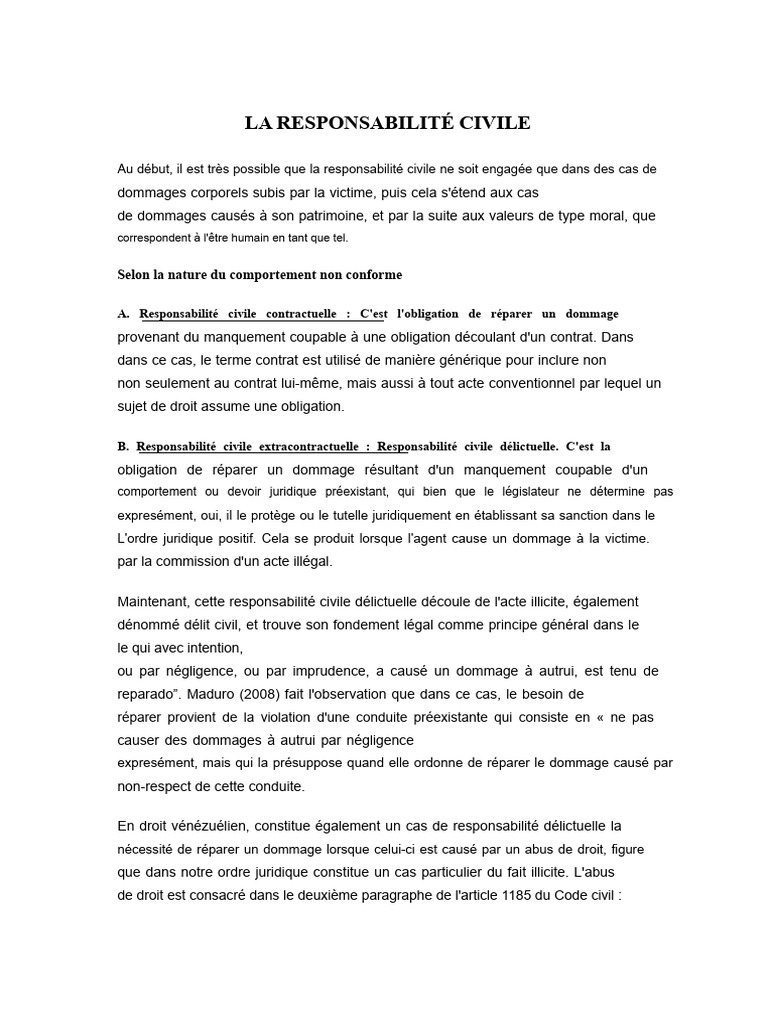 Types de responsabilité civile expliqués | PDF | Droit des obligations ...