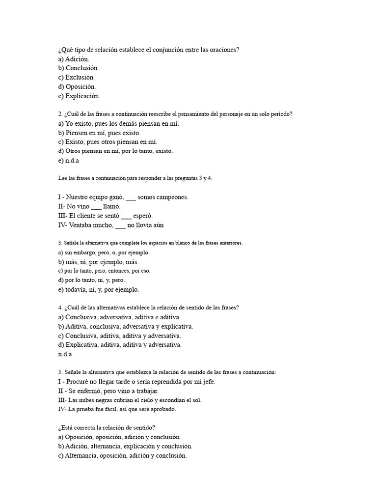 Prueba de Preposiciones y Conjunciones | PDF