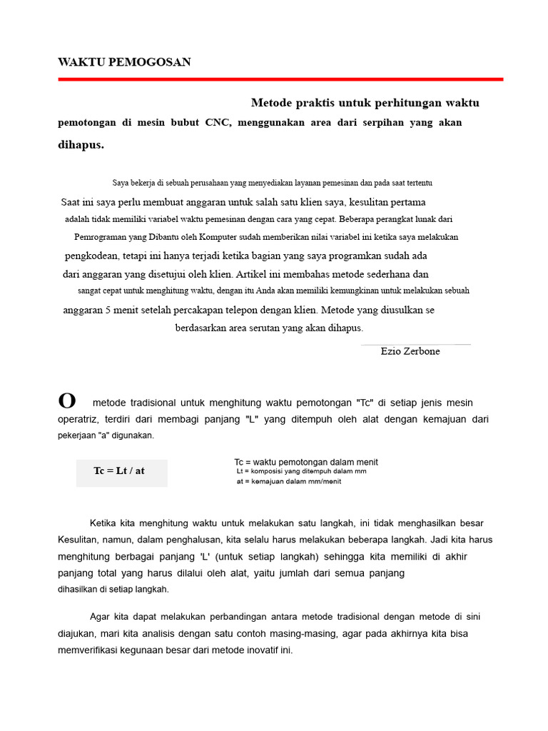 Metode Cepat Hitung Waktu Pemogosan CNC | PDF