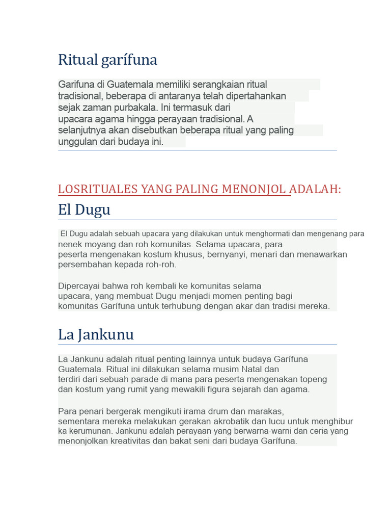 Ritual Garífuna | PDF