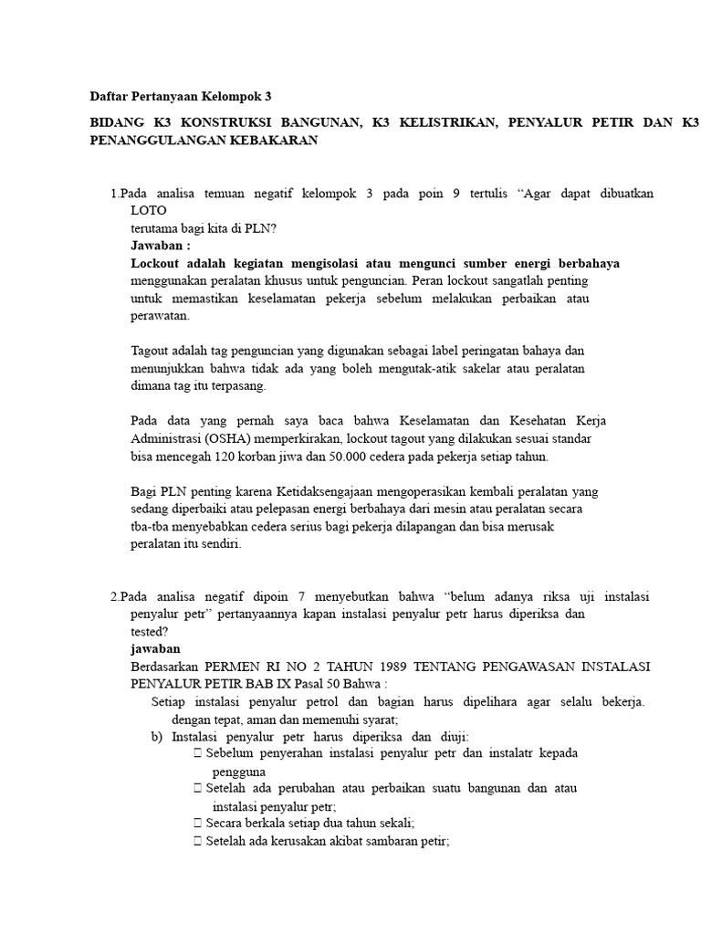 Daftar Pertanyaan Kelompok 3 | PDF
