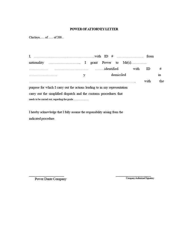 Power of Attorney Letter | PDF