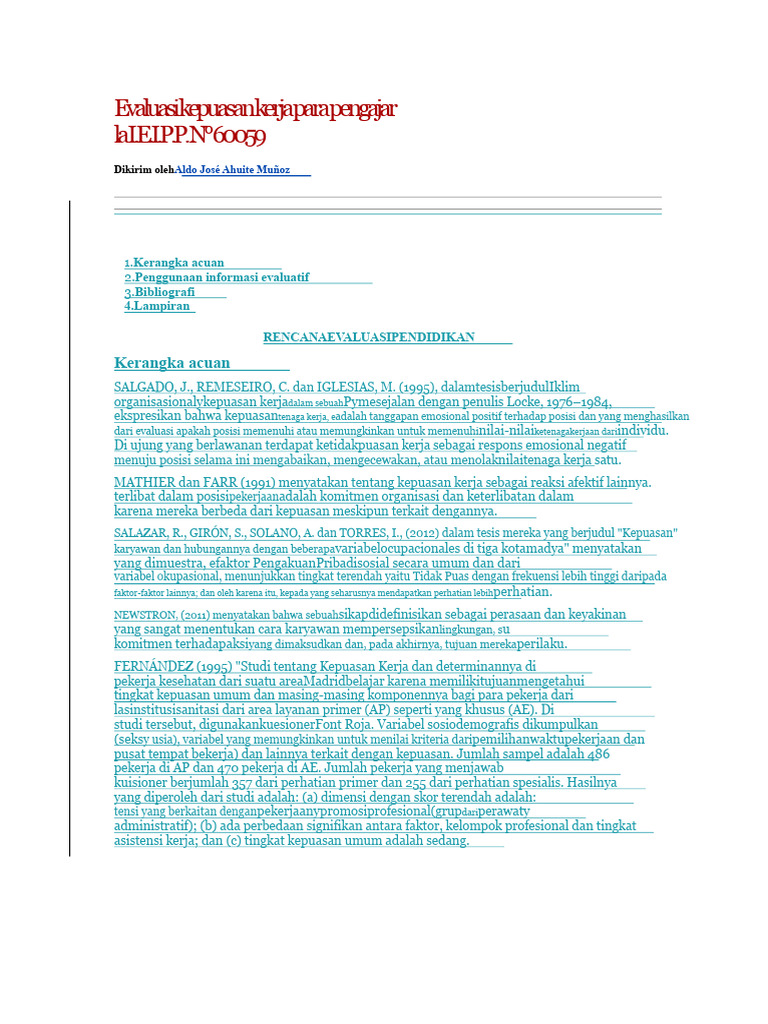 Kuesioner Kepuasan Kerja JDI Kendal | PDF