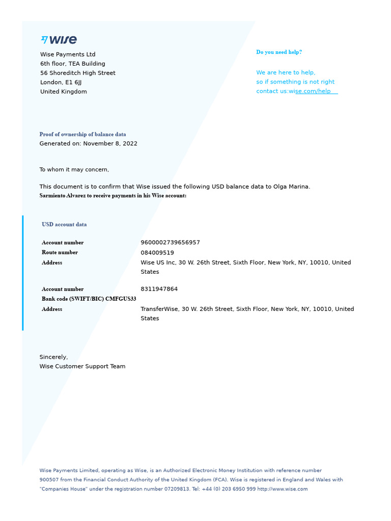 Account Details Proof Usd | PDF