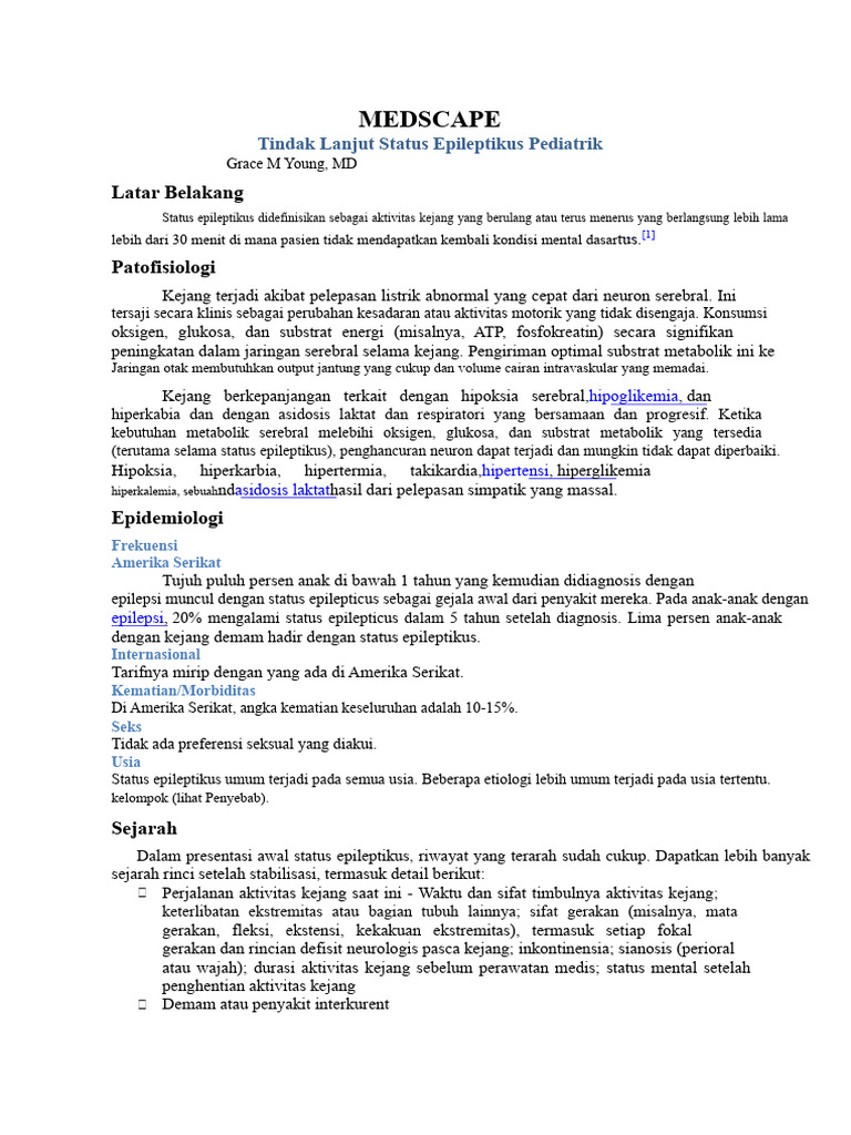 Status Epileptikus Medscape | PDF