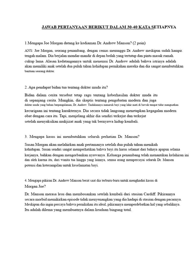 Kisah Dr. Manson dan Kelahiran Bayi | PDF