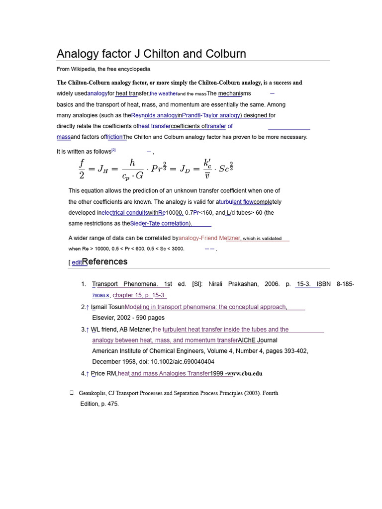 Chilton-Colburn Analogy in Heat Transfer | PDF