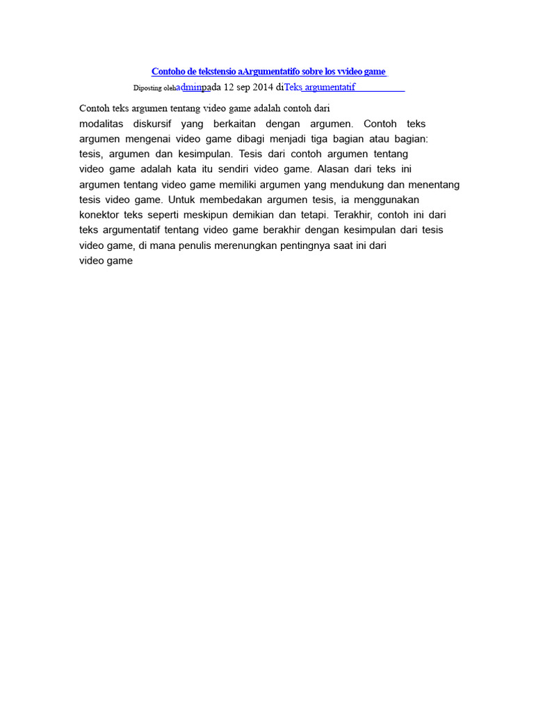 Teks Argumentatif tentang Video Game | PDF