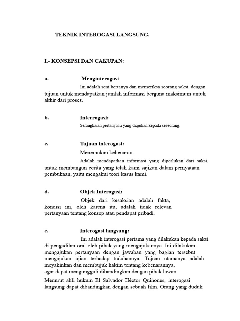 Teknik Interogasi Langsung | PDF