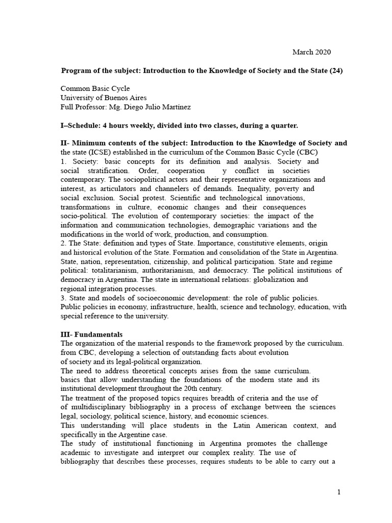 Introduction to Society and State Course | PDF | Science | Argentina