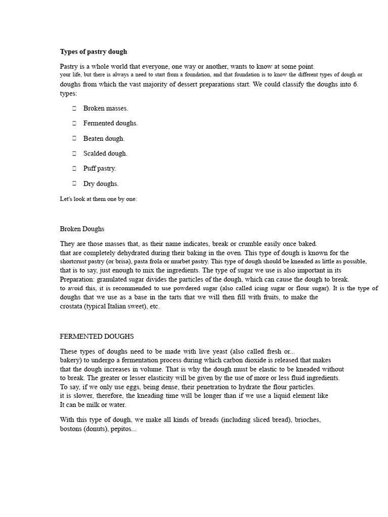 Types of Pastry Dough | PDF | Cakes | Breads