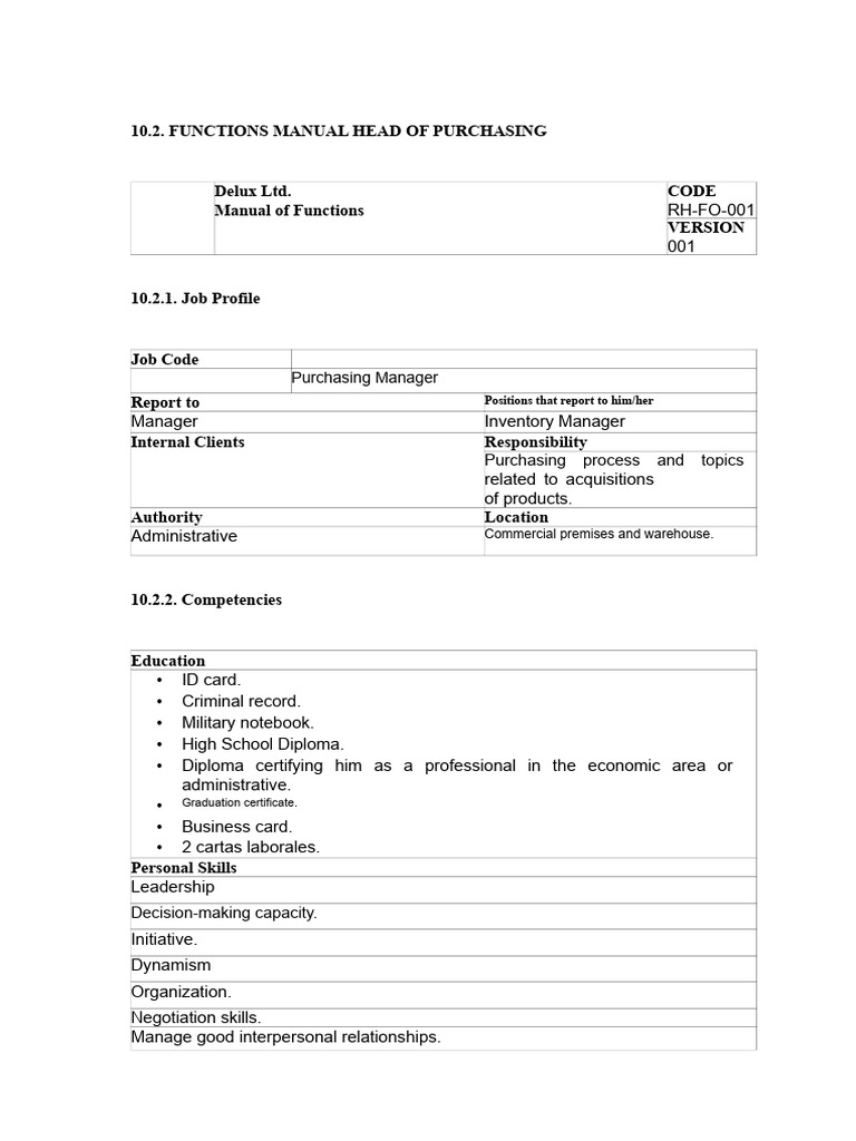 Purchasing Manager Functions Manual | PDF | Supply Chain | Receipt