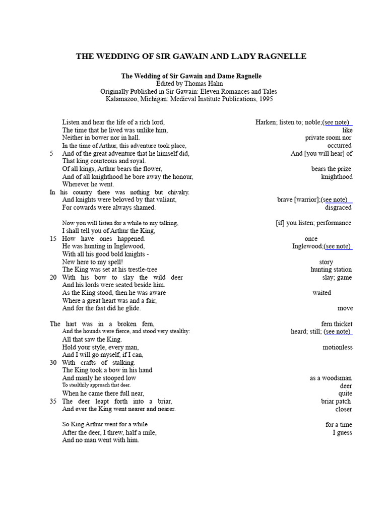 The Wedding of Sir Gawain and Dame Ragnelle | PDF | Chivalry