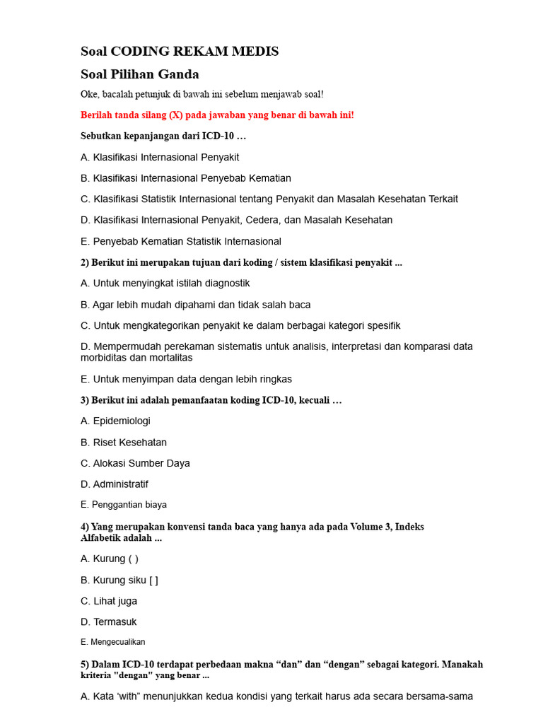 Soal CODING REKAM MEDIS | PDF