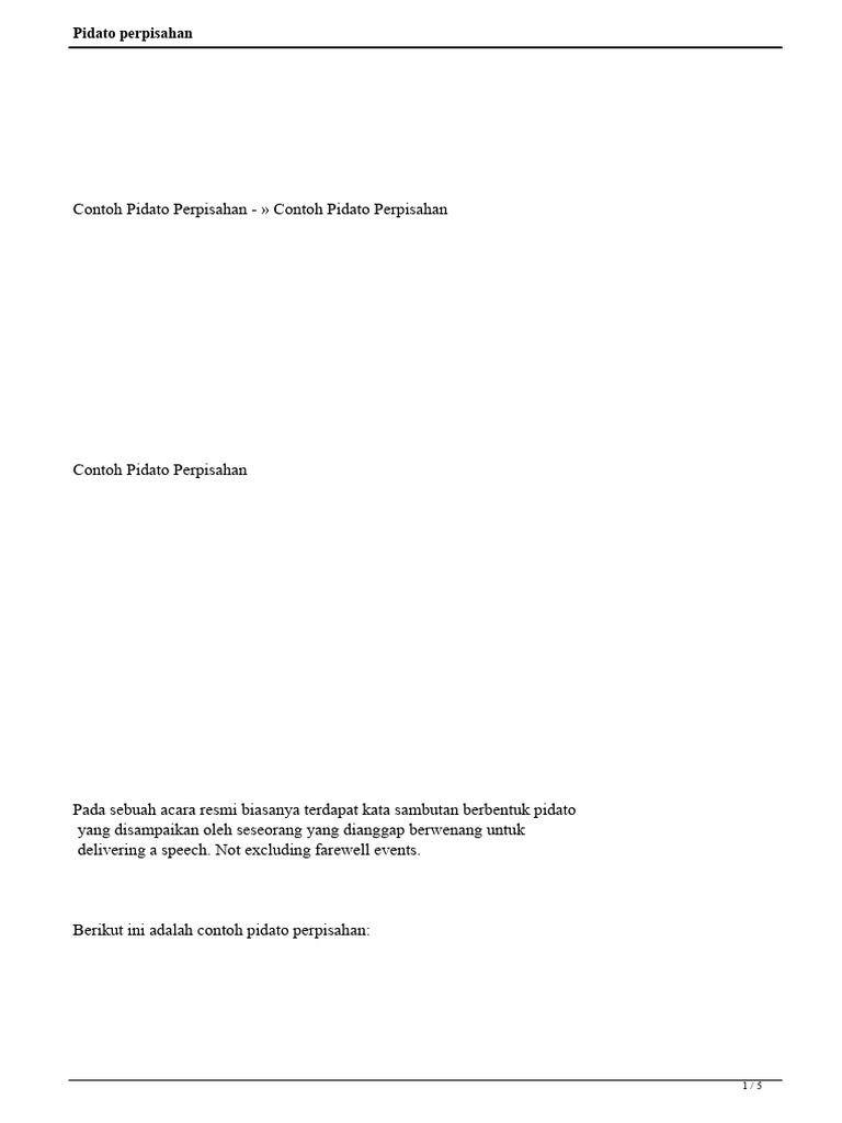 Contoh Pidato Perpisahan Resmi | PDF