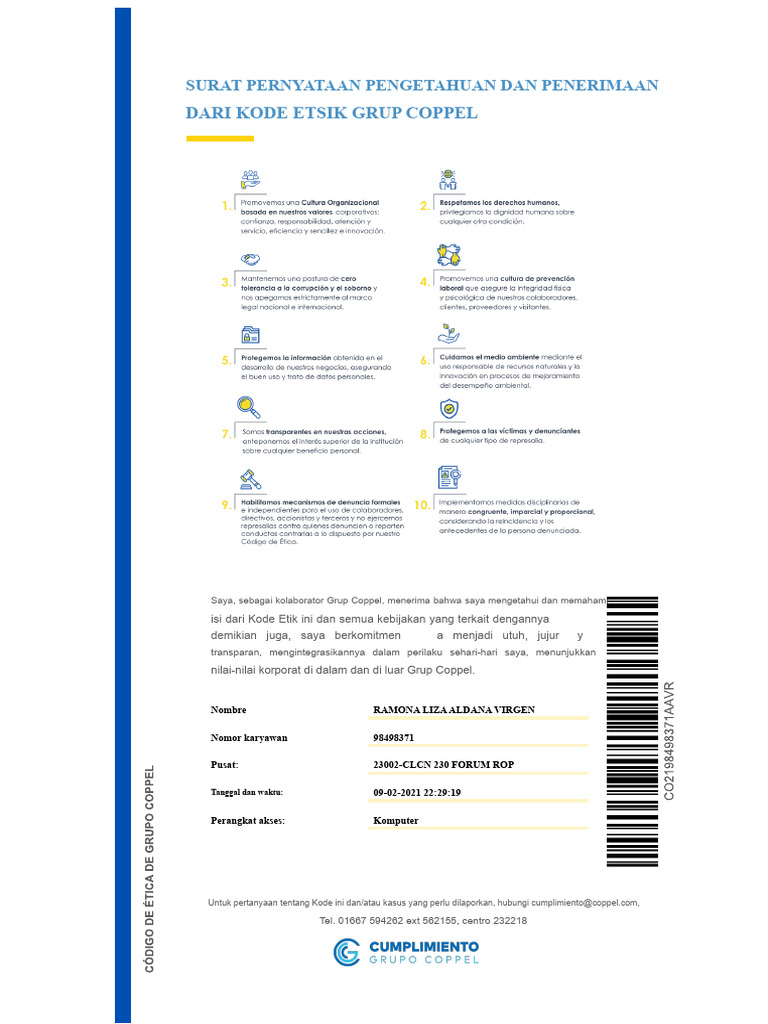 Tanda Tangan Dokumen Kode Etik | PDF