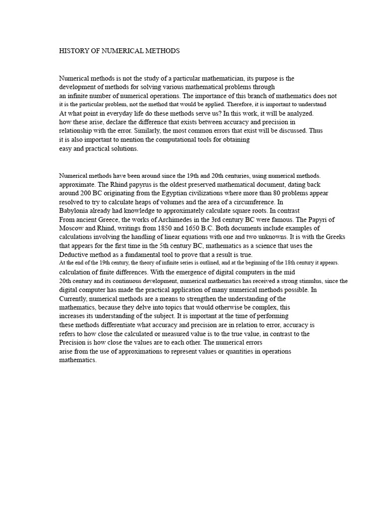 History of Numerical Methods | PDF | Numerical Analysis | Rounding