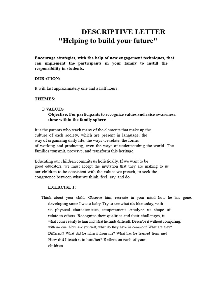 Descriptive Letter About Family and Future | PDF | Value (Ethics) | Mind