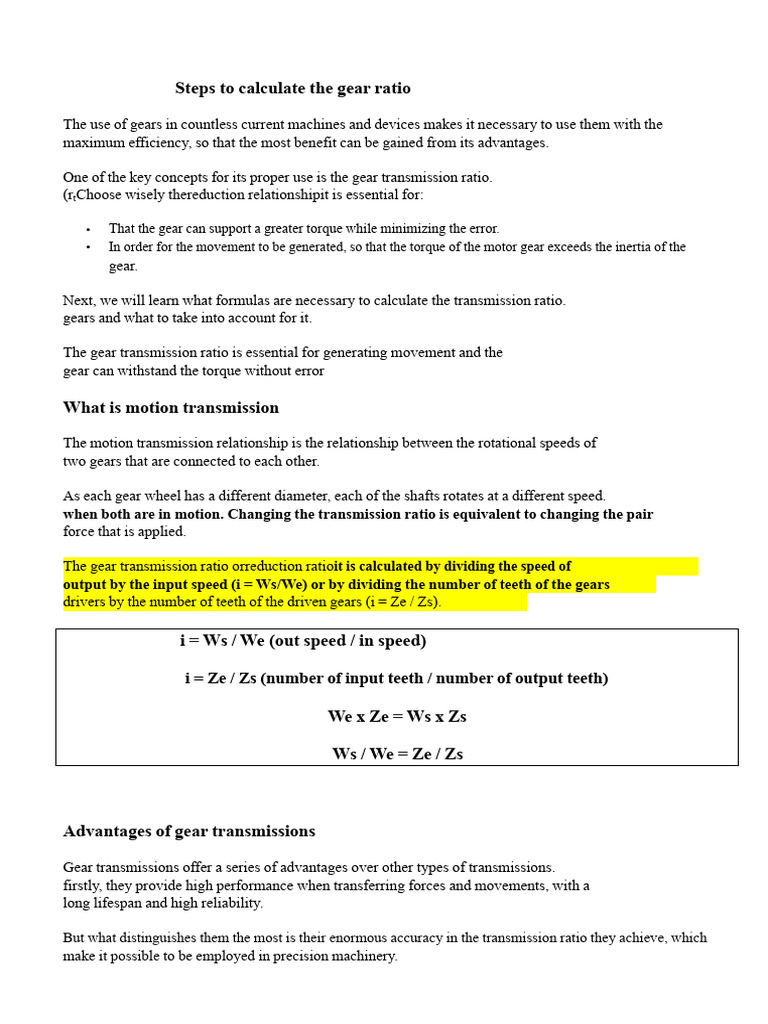 Calculating Gear Transmission Ratios | PDF | Gear | Mechanical Engineering