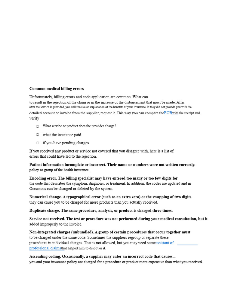 Top Medical Billing Errors Explained | PDF | Medical Diagnosis | Human ...