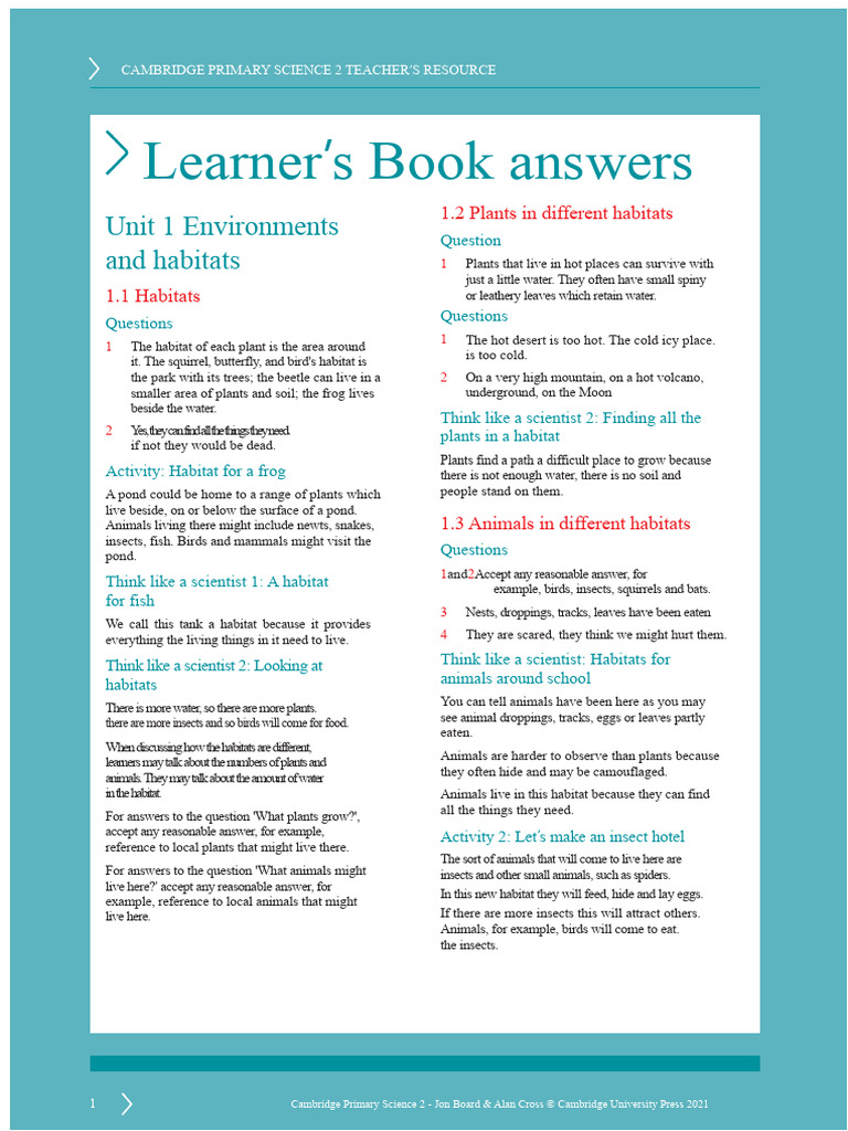 Cambridge Primary Science 2 Resource | PDF | Habitat