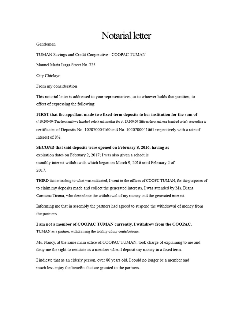 Notarial Letter | PDF | Economies