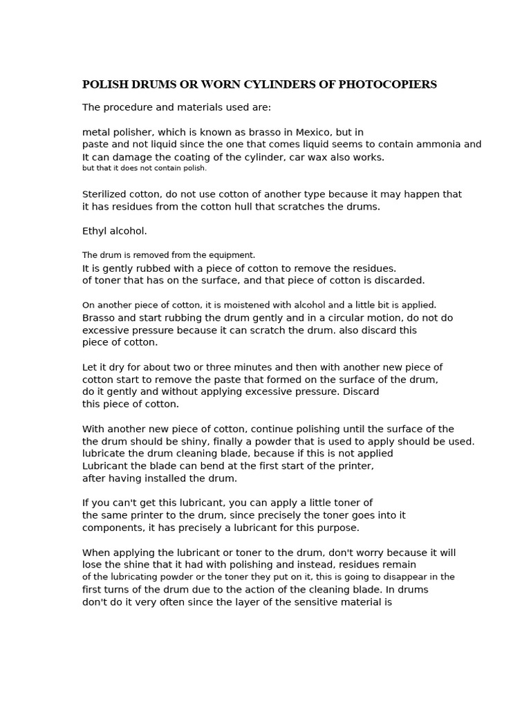 Polish Drums or Worn Cylinders of Photocopiers | PDF | Photocopier | Printer (Computing)