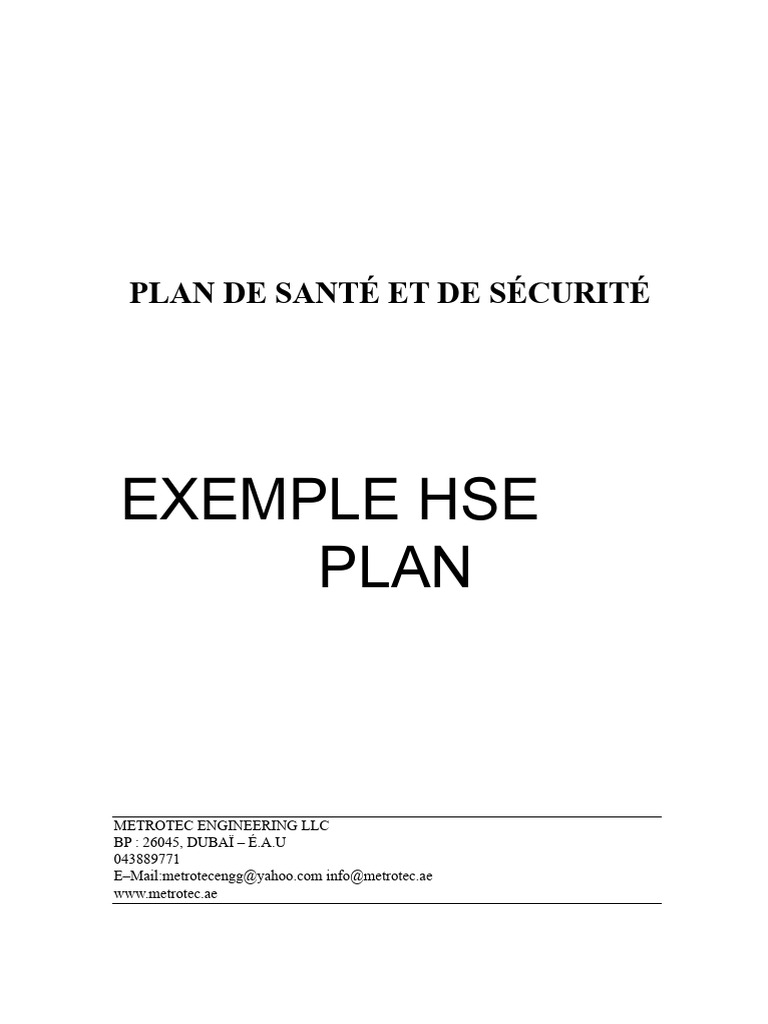 Exemple de Plan d'Urgence HSE | PDF | Sécurité | Urgence