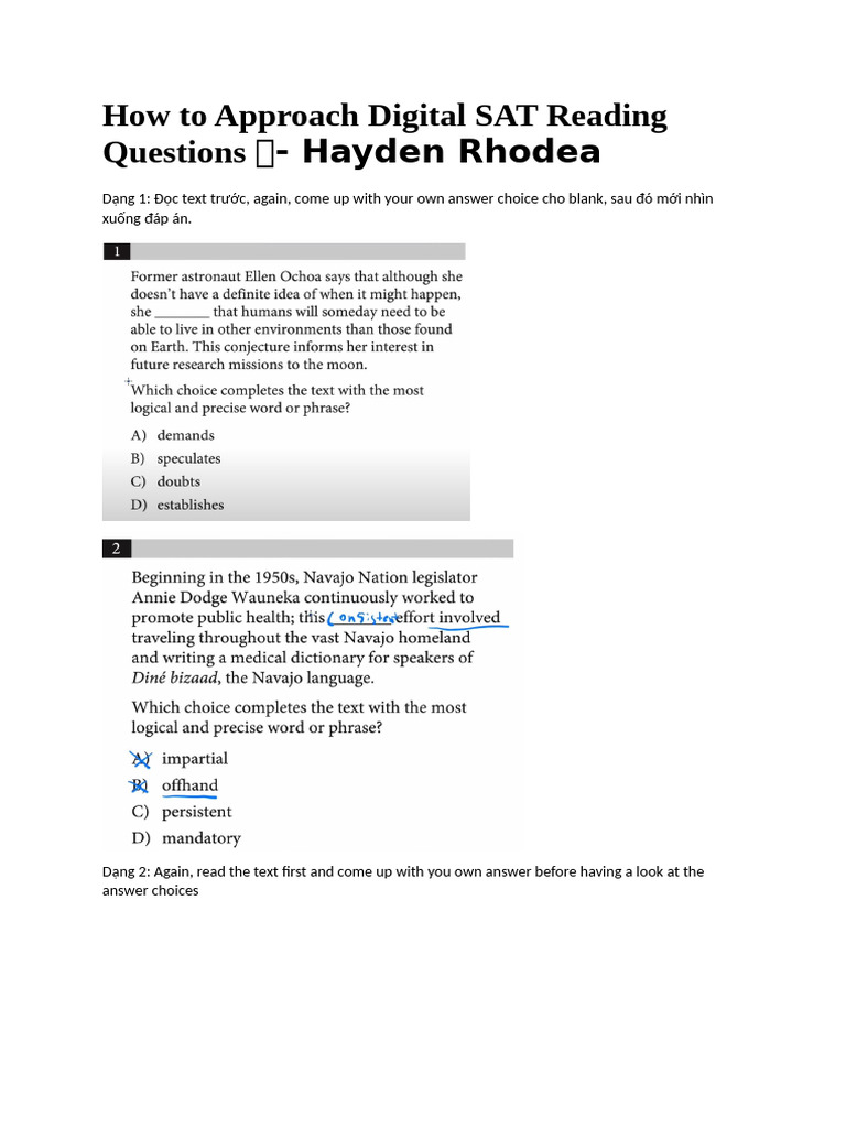 How To Approach Digital Sat Reading Questions Pdf