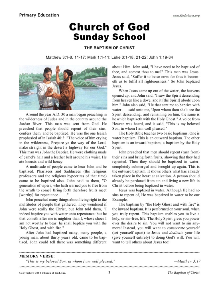 Ss PR NT 06 Baptismofchrist | PDF | Baptism | John The Baptist