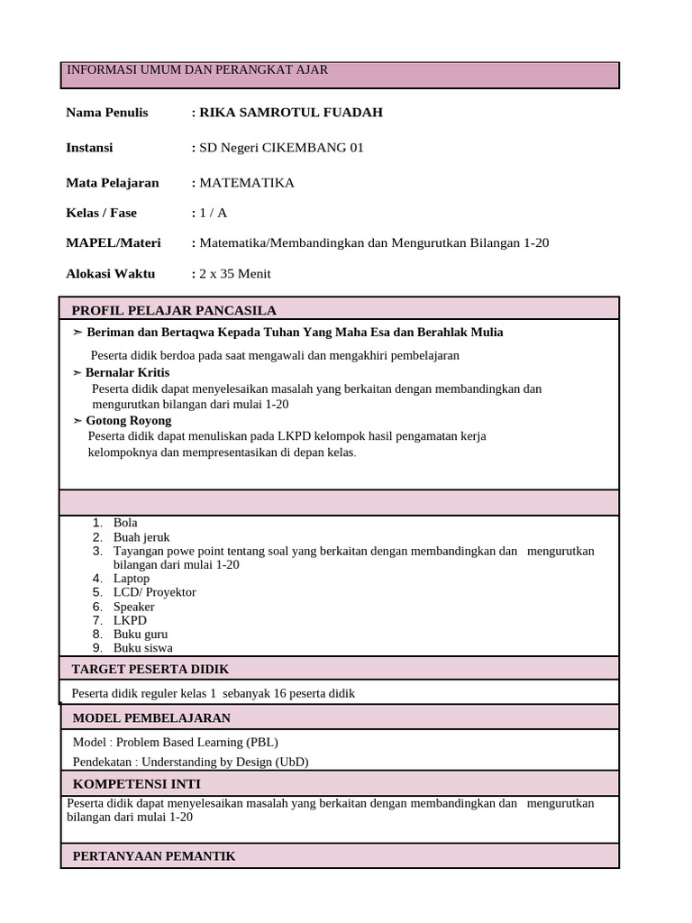 MODUL AJAR RIKA (Fix) | PDF
