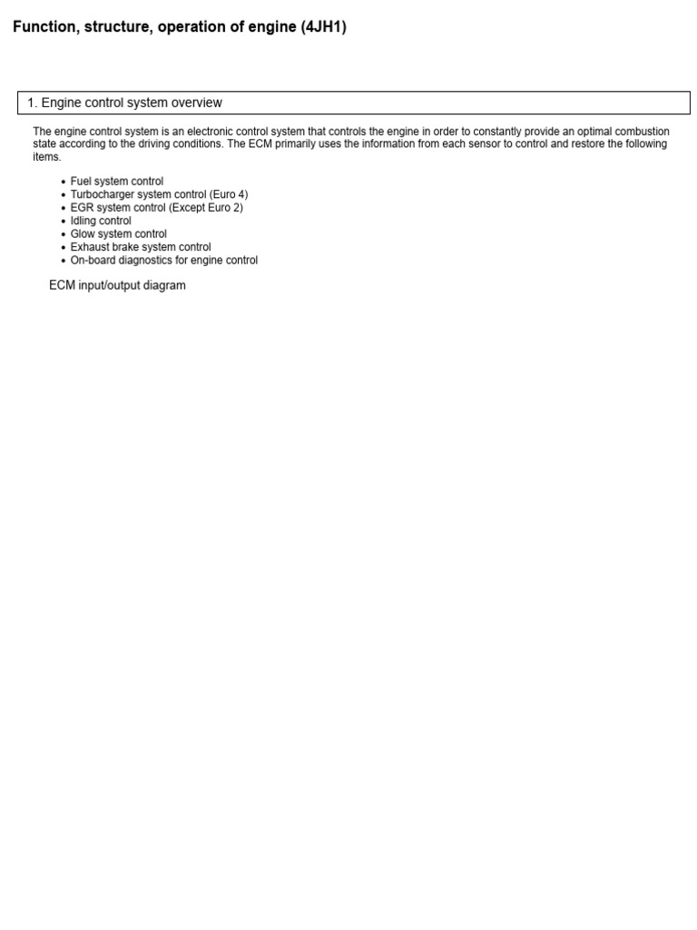 4JH1 Engine Control System Overview | PDF | Throttle | Internal ...