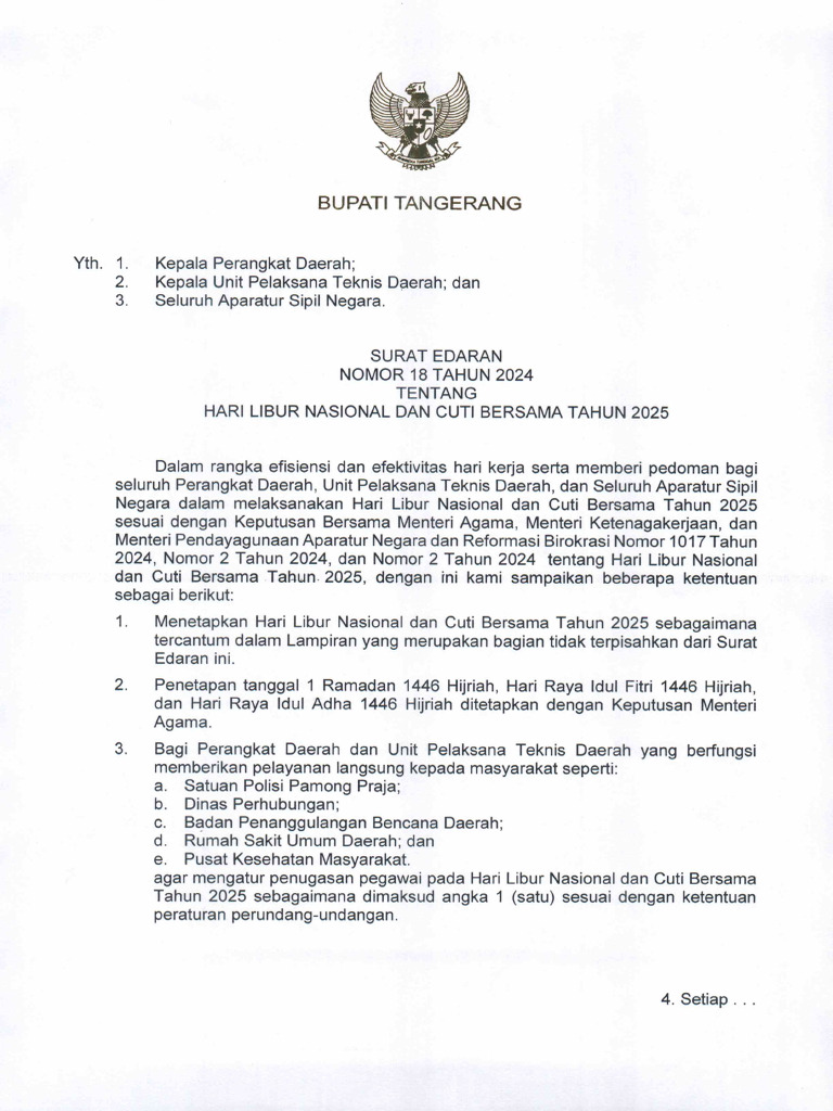 Surat Edaran Nomor 18 Tentang Hari Libur Nasional Dan Cuti Bersama ...