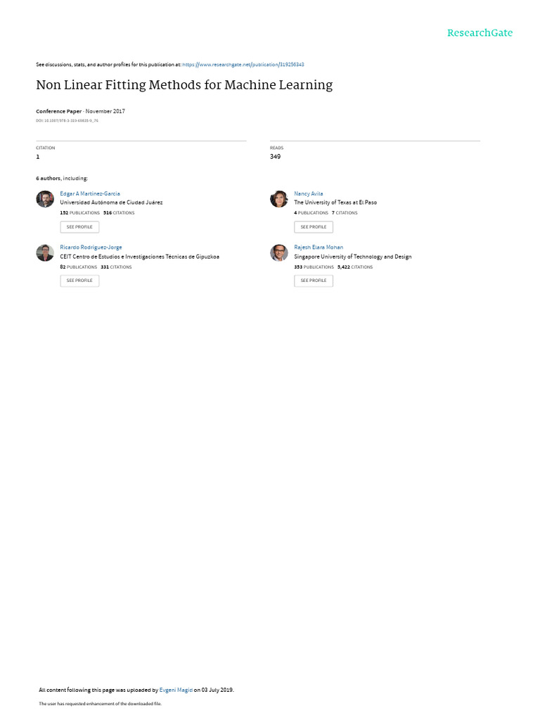 Non Linear Fitting Methods For Machine Learning | PDF | Interpolation | Equations