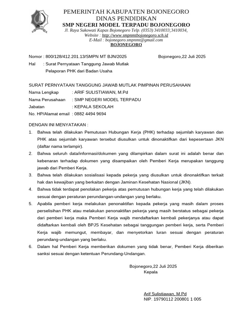 Referensi Form PHK | PDF
