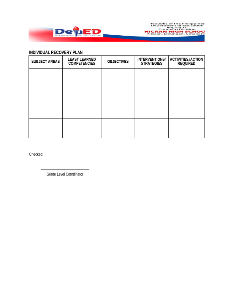Individual Recovery Plan | PDF