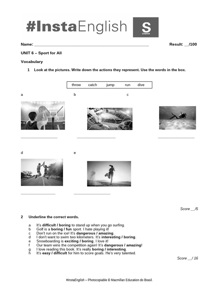 Insta - Starter - Test - U6 - Basic (1st Grade, Secondary 12-Year-Old ...