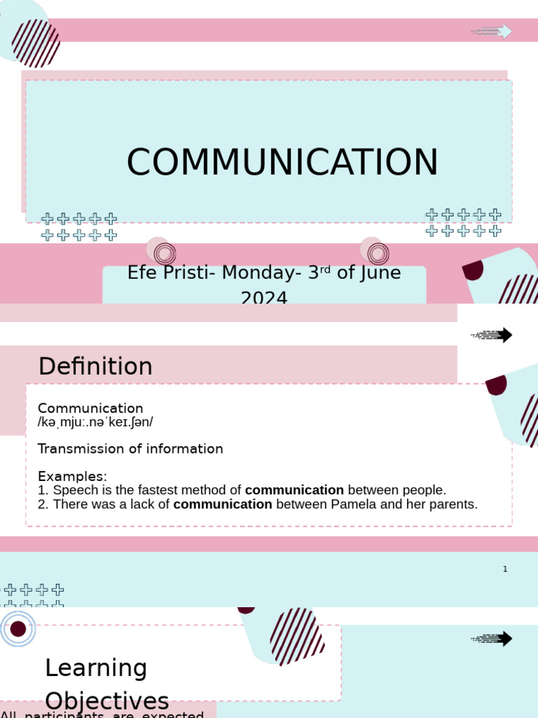 Communication Efe Pristi Monday 362024 | PDF | Vocabulary | Communication